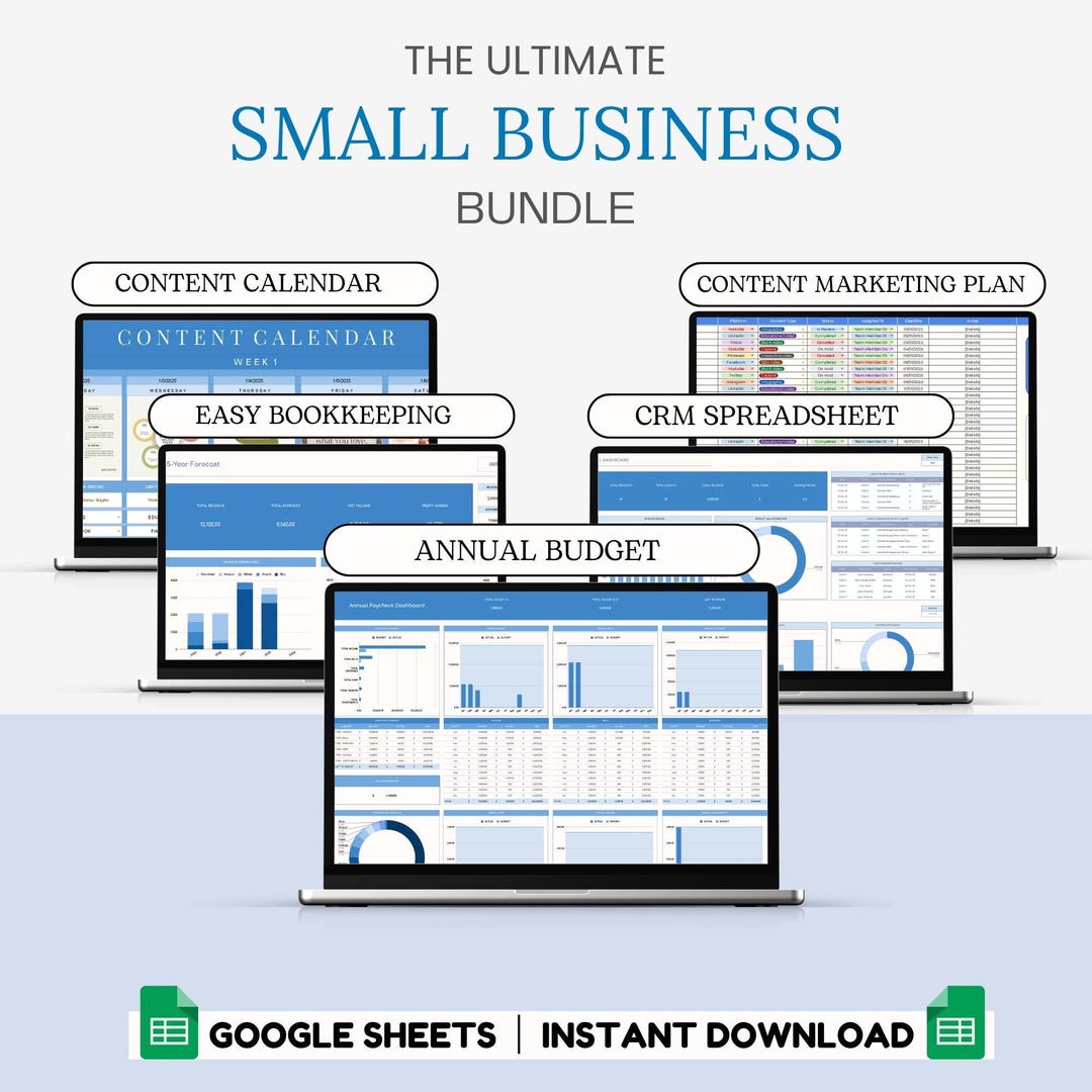 Small Business Google Sheets Bundle: Bookkeeping, Budget, CRM (digital ...