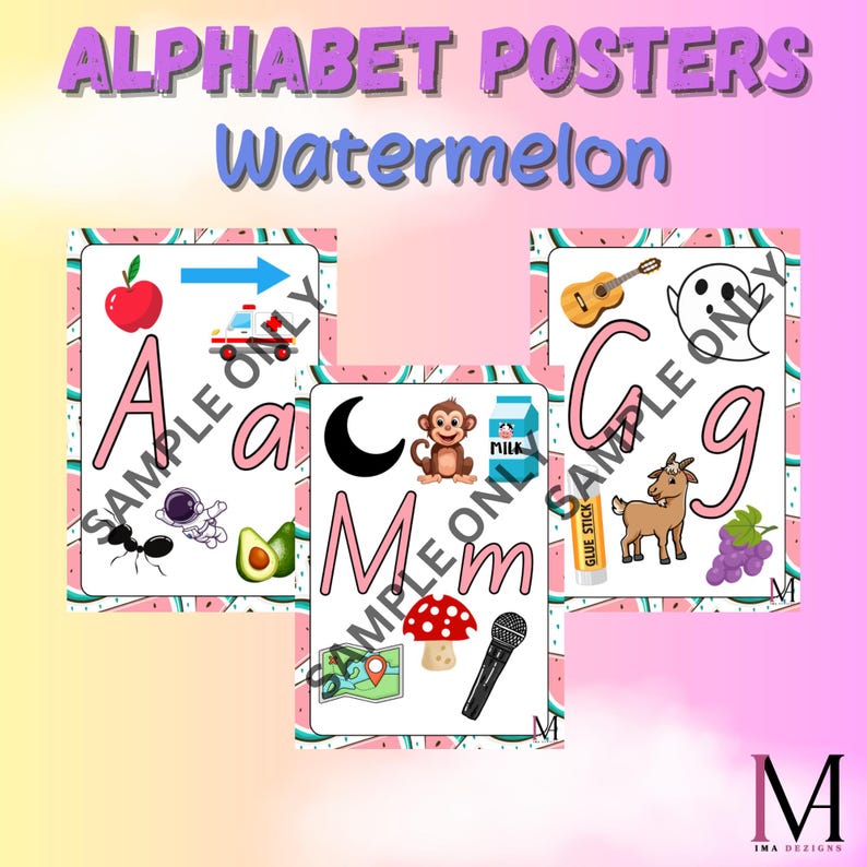 Watermelon Alphabet Posters - Etsy