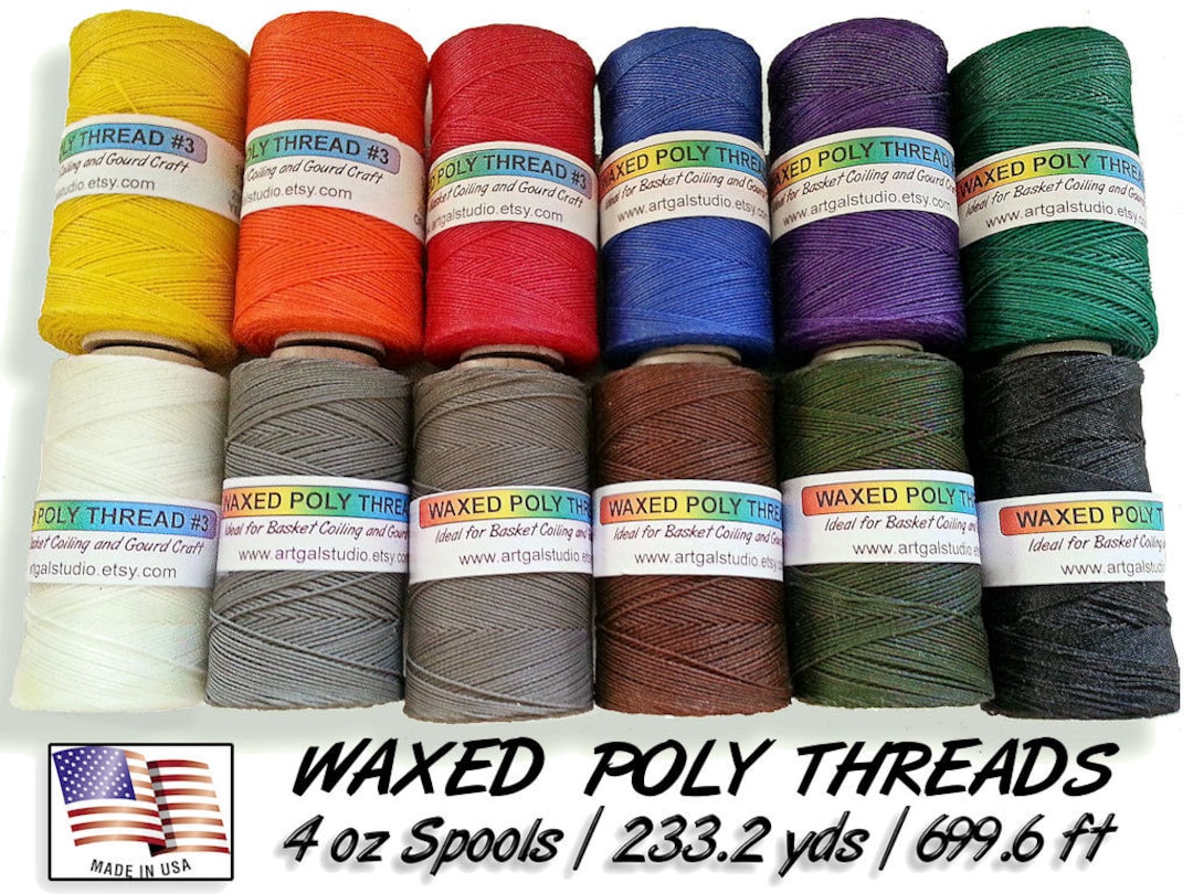 Waxed Poly Thread 4 Oz Spool - Choose Color, Ideal for Pine Needle ...