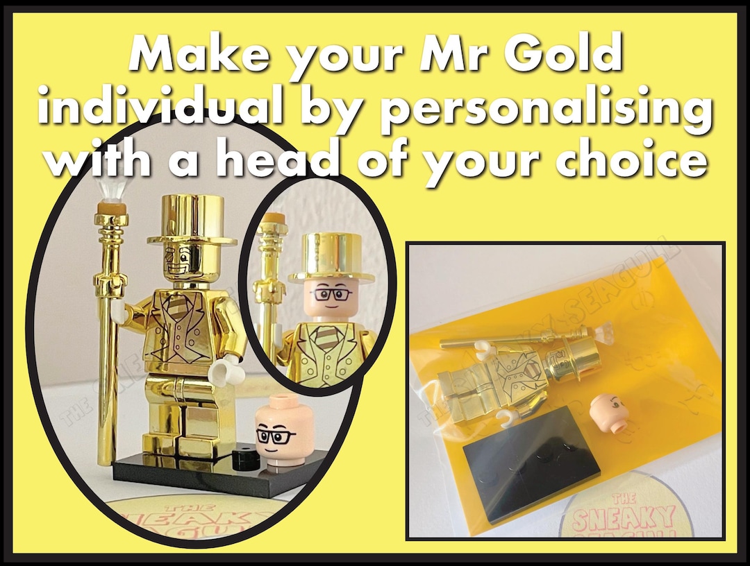 Mr Gold Minifigure Personalised Mr Gold Chrome Brick Block Toy 3D ...