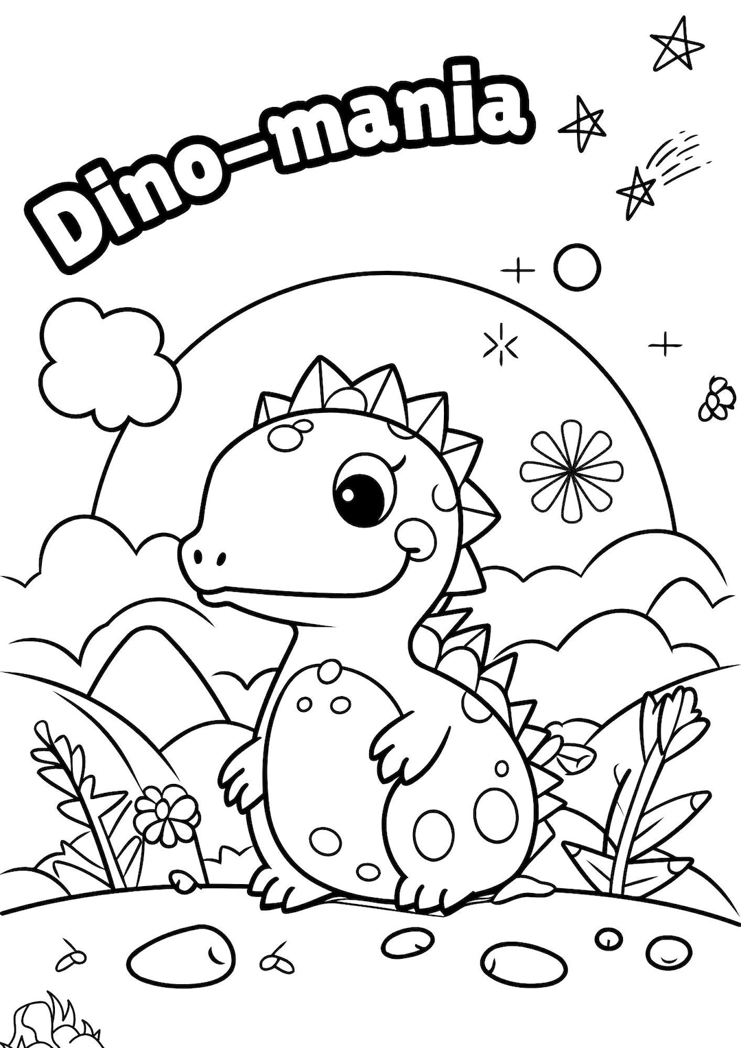 Set of 5 Adorable Dinosaur Coloring Pages | Printable Dino-mania ...