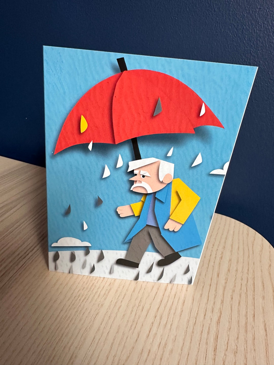 Grumpy Old Man Card • Humorous Paper-cut Style A6 Greeting Card - Etsy