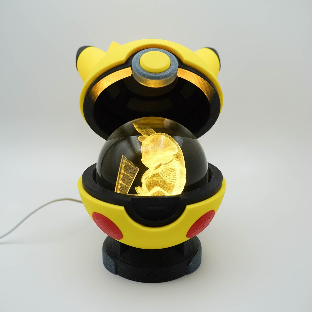 Pikachu Skeleton Crystal Pokeball | 3D Printed Pokémon Night Light ...