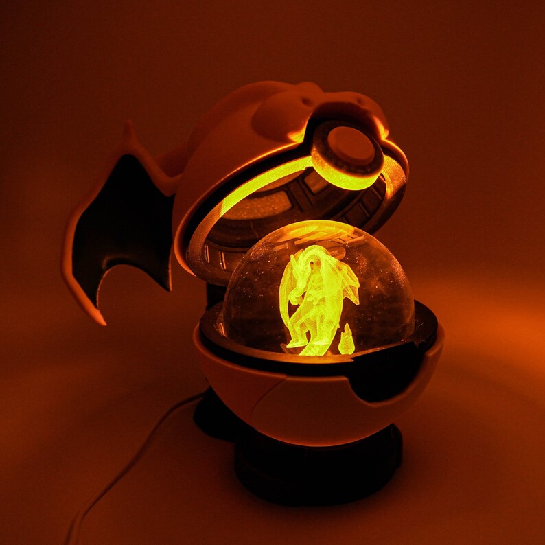 Charizard Skeleton Crystal Pokeball | 3D Printed Pokémon Night Light ...