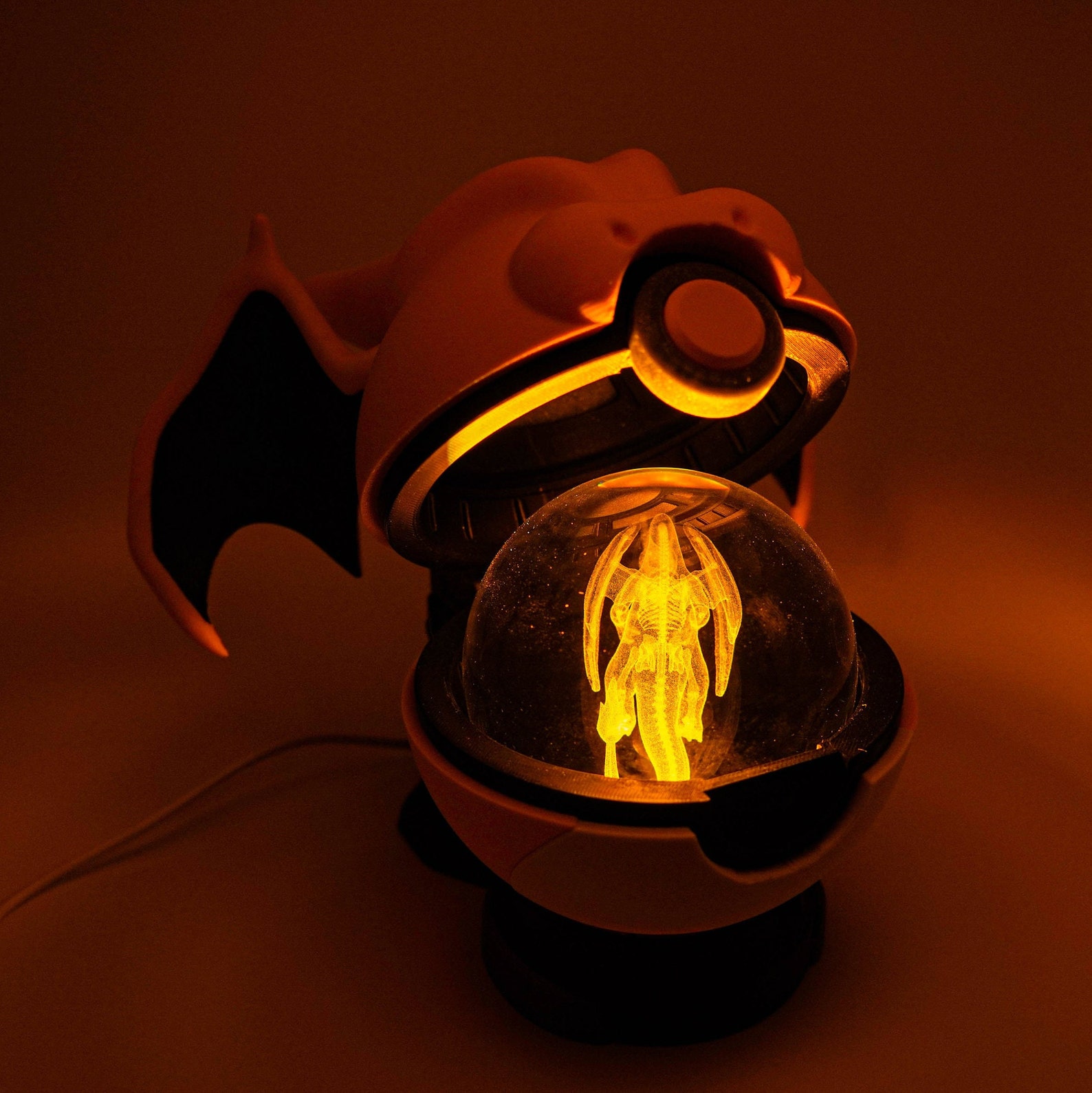 Charizard Skeleton Crystal Pokeball | 3D Printed Pokémon Night Light ...