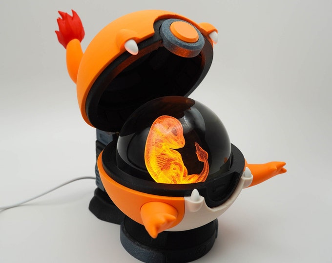 Charmander Skeleton Glass Sculpture With Light 3D Printed Pokémon Night ...
