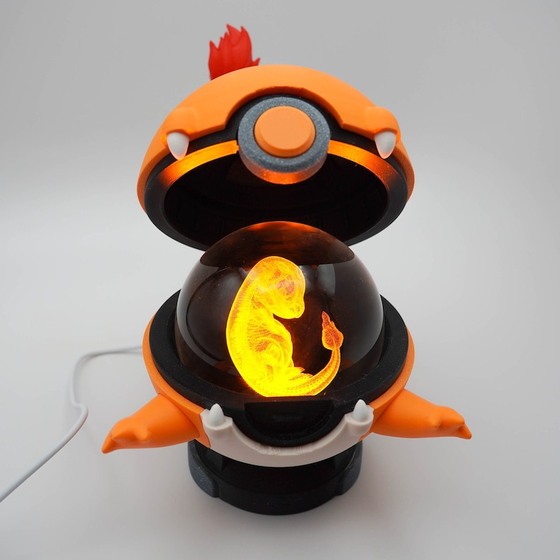 Charmander Skeleton Crystal Pokeball | 3D Printed Pokémon Night Light ...