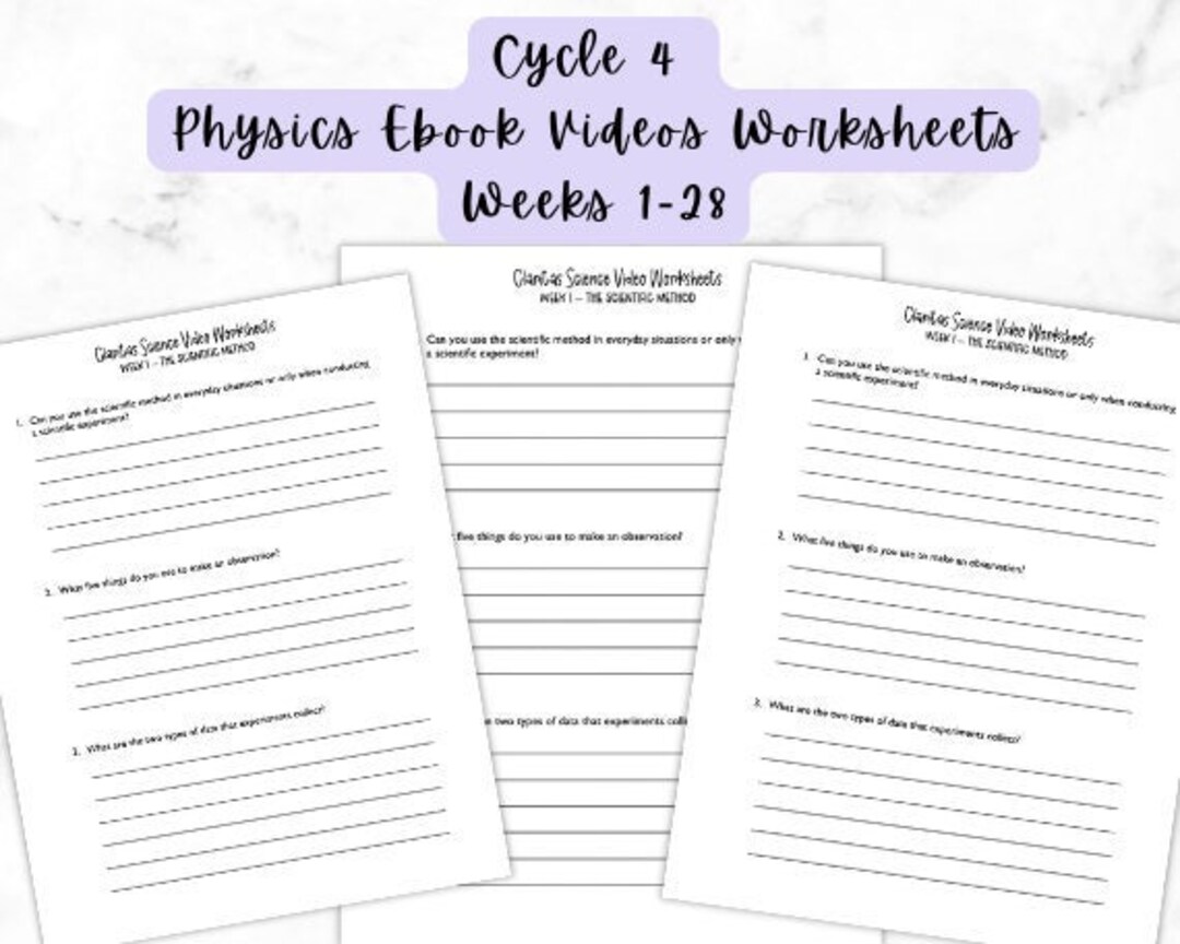 Science Worksheets for the Claritas Science Physics Ebook - Cycle 4 for ...