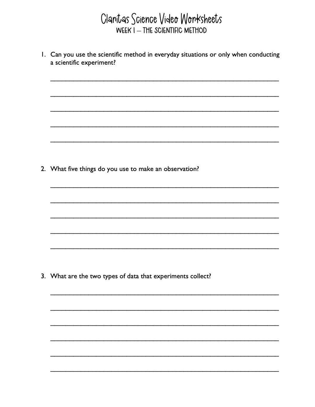 Claritas Science Worksheets for the Claritas Science Physics Ebook ...