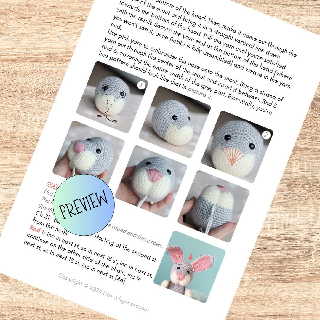 Bobbi the Bunny Crochet Pattern: Amigurumi Rabbit PDF (english US) - Etsy