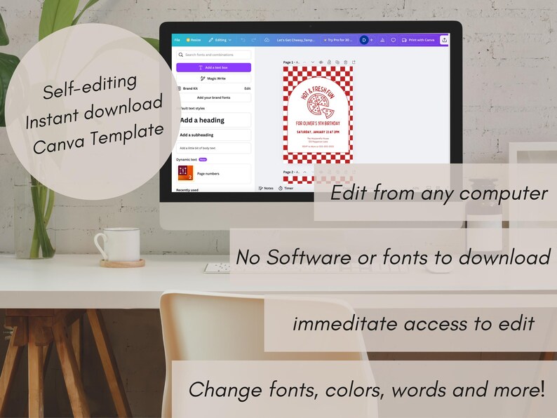 Editable Pizza Party Invitation | Hot and Fresh Fun | Instant Download ...