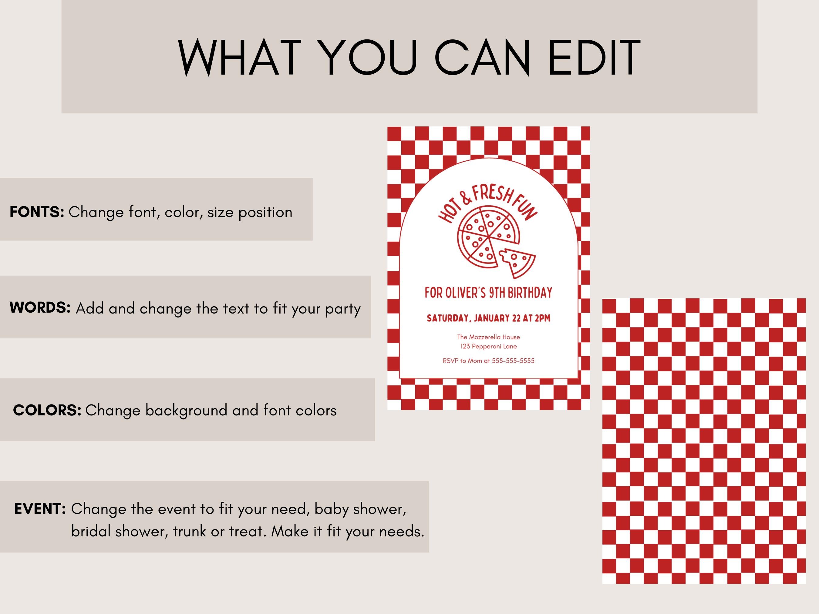 Editable Pizza Party Invitation | Hot and Fresh Fun | Instant Download ...