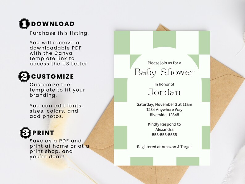 Checker Baby Shower Invitation - Etsy