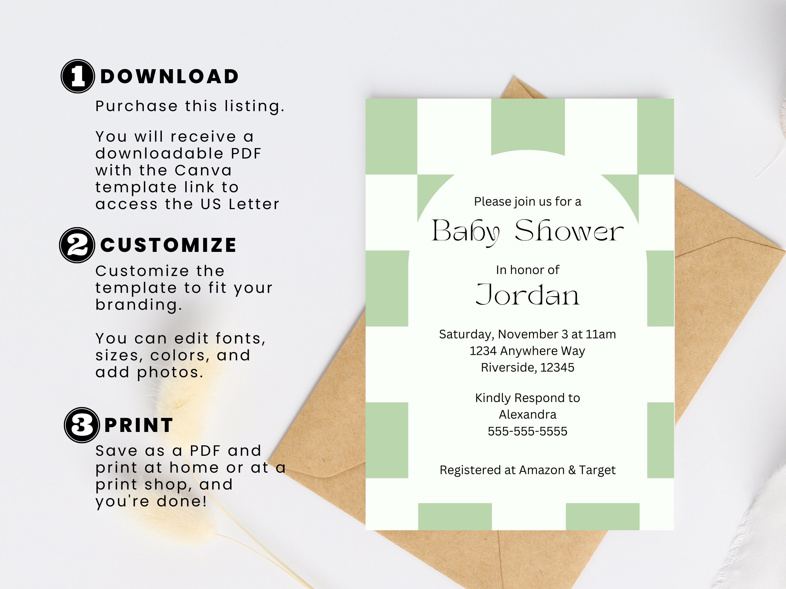 Checker Baby Shower Invitation - Etsy