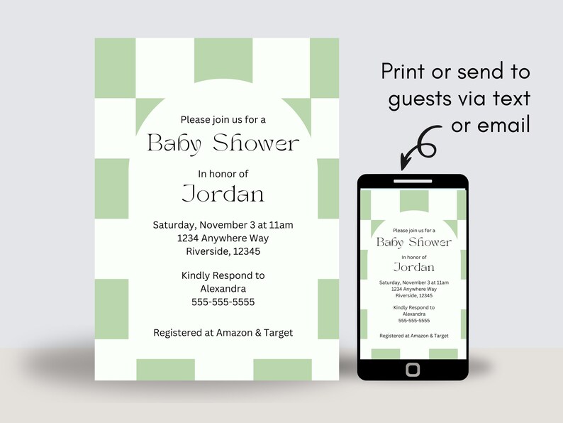 Checker Baby Shower Invitation - Etsy