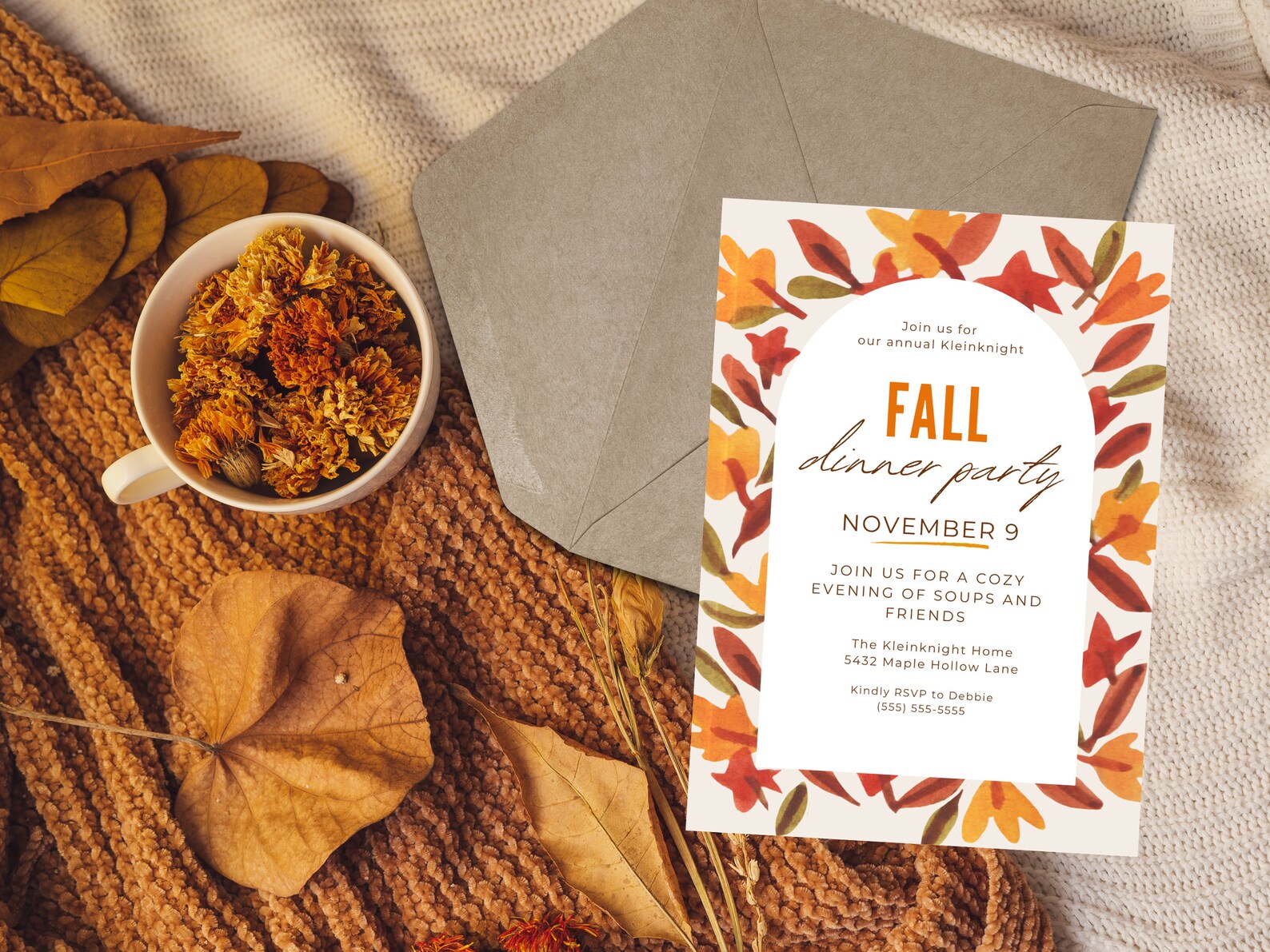 Fall Party Invitation | Editable Digital Download Template - Etsy