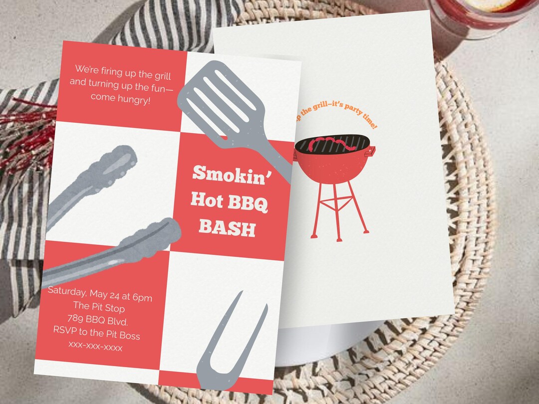 Editable BBQ Party Invitation Template | Backyard BBQ Invite | Summer ...