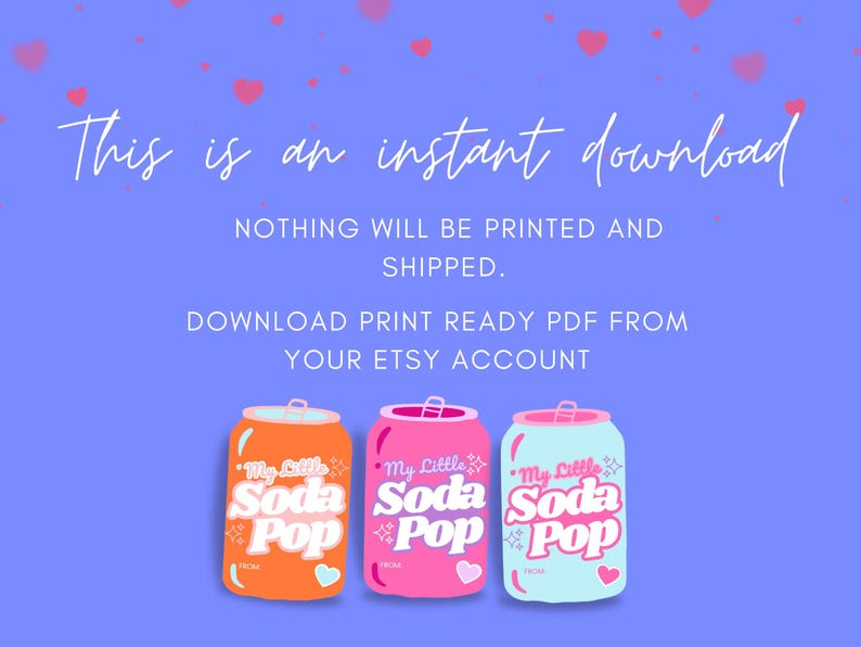 Soda Pop Valentine Cards | Kids Classroom Printable (instant Download ...