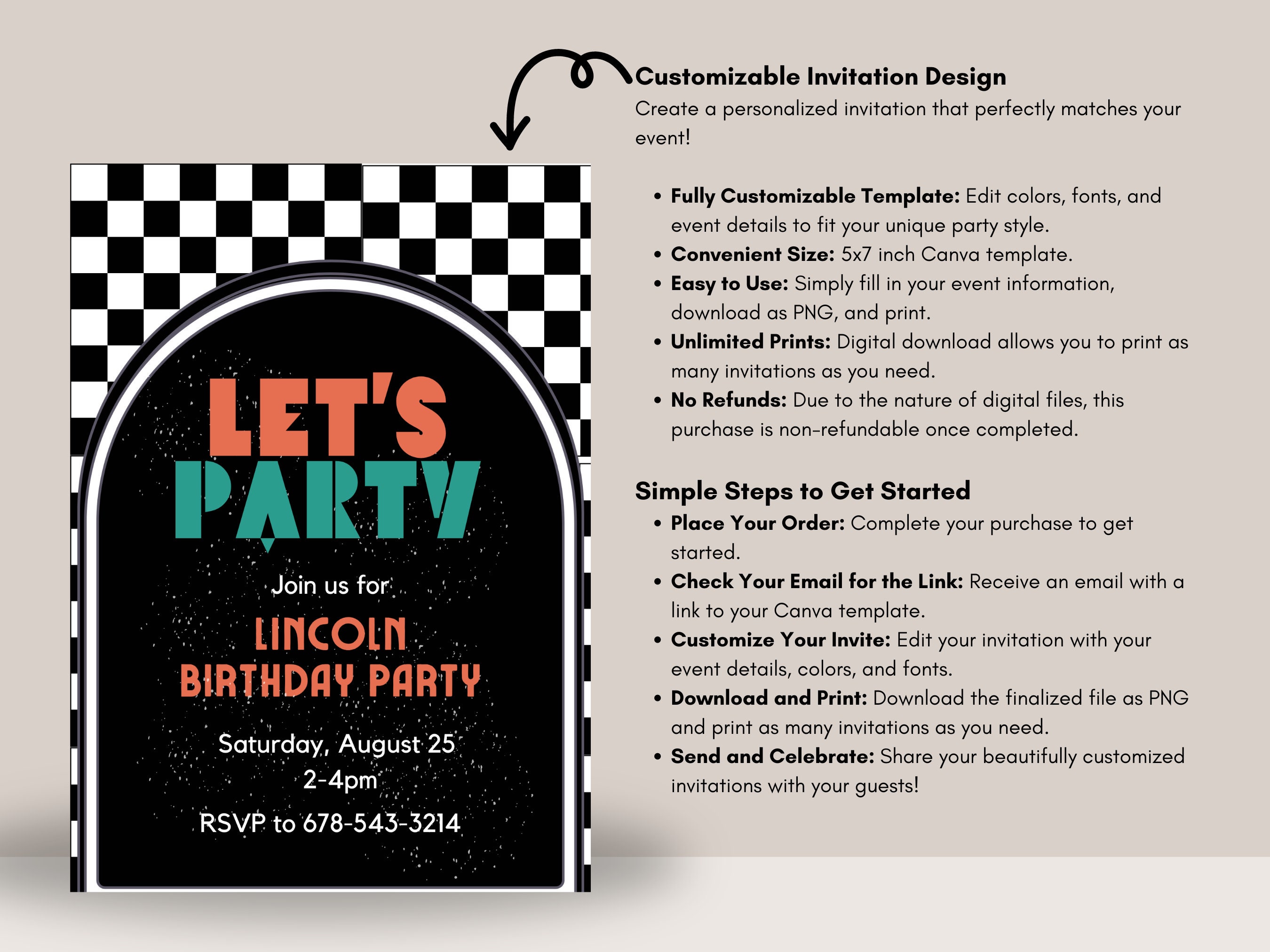 Let's Party Birthday Invitation - Etsy