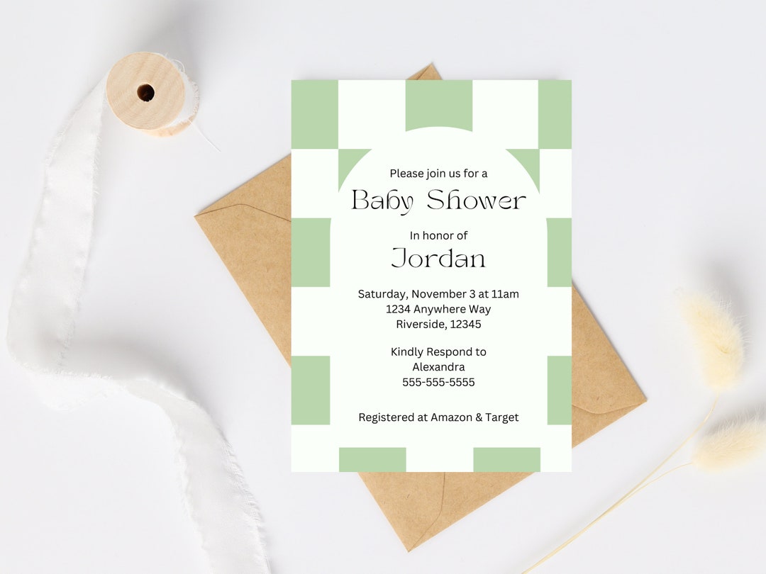 Checker Baby Shower Invitation - Etsy