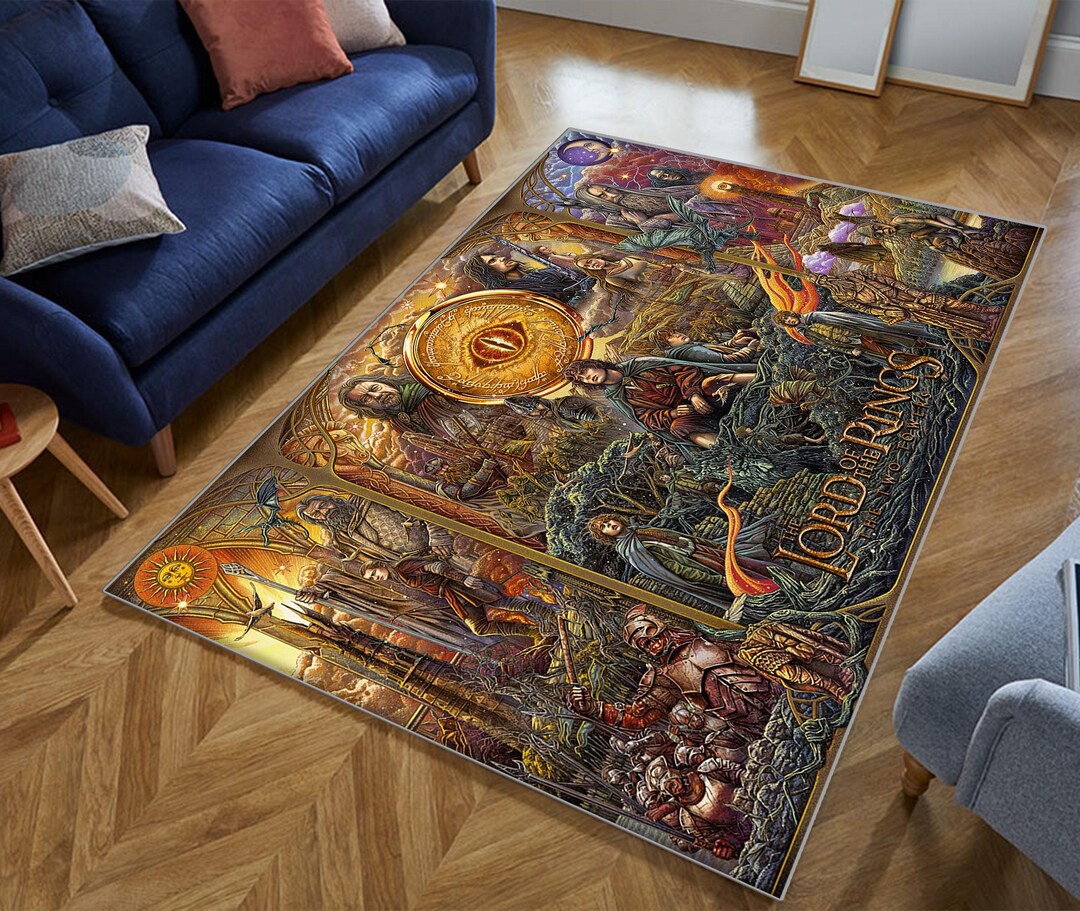LOTR Rug, Lord of Rings Rug, the Hobbits Rug, Movie Decor, Movie Rug ...
