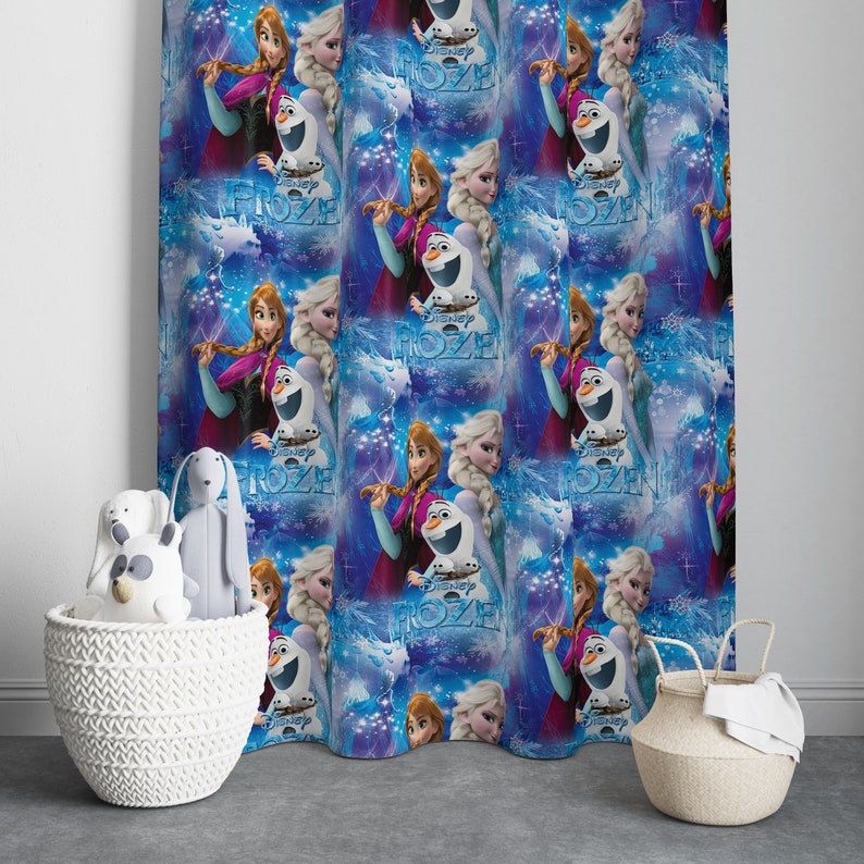 Blue Elsa Frozen Desing, Nursery Kids Curtain Panels, Baby Room Curtain ...