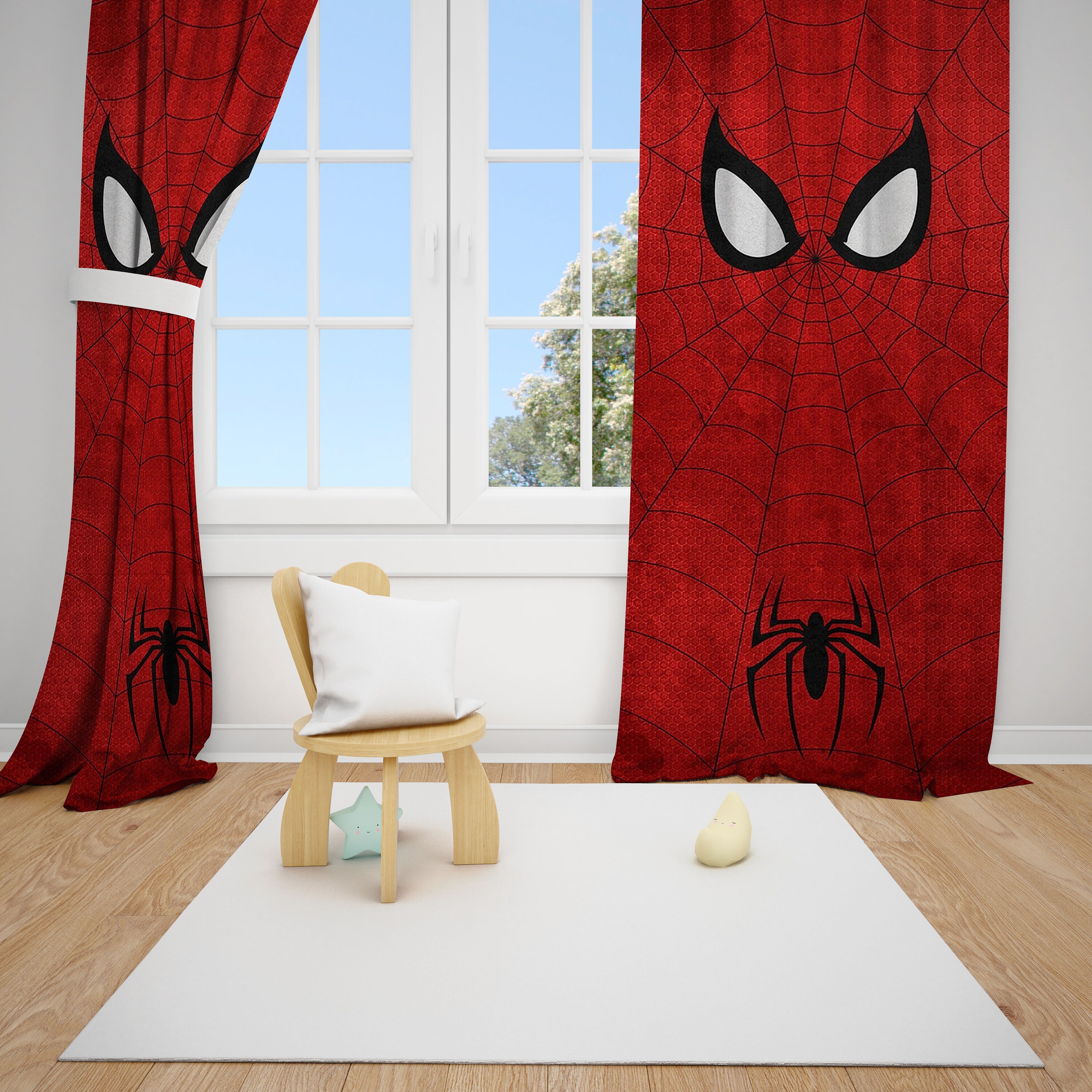 Spiderman Curtain, Superhero Logo Curtain, Spiderman Curtains Kids Room ...