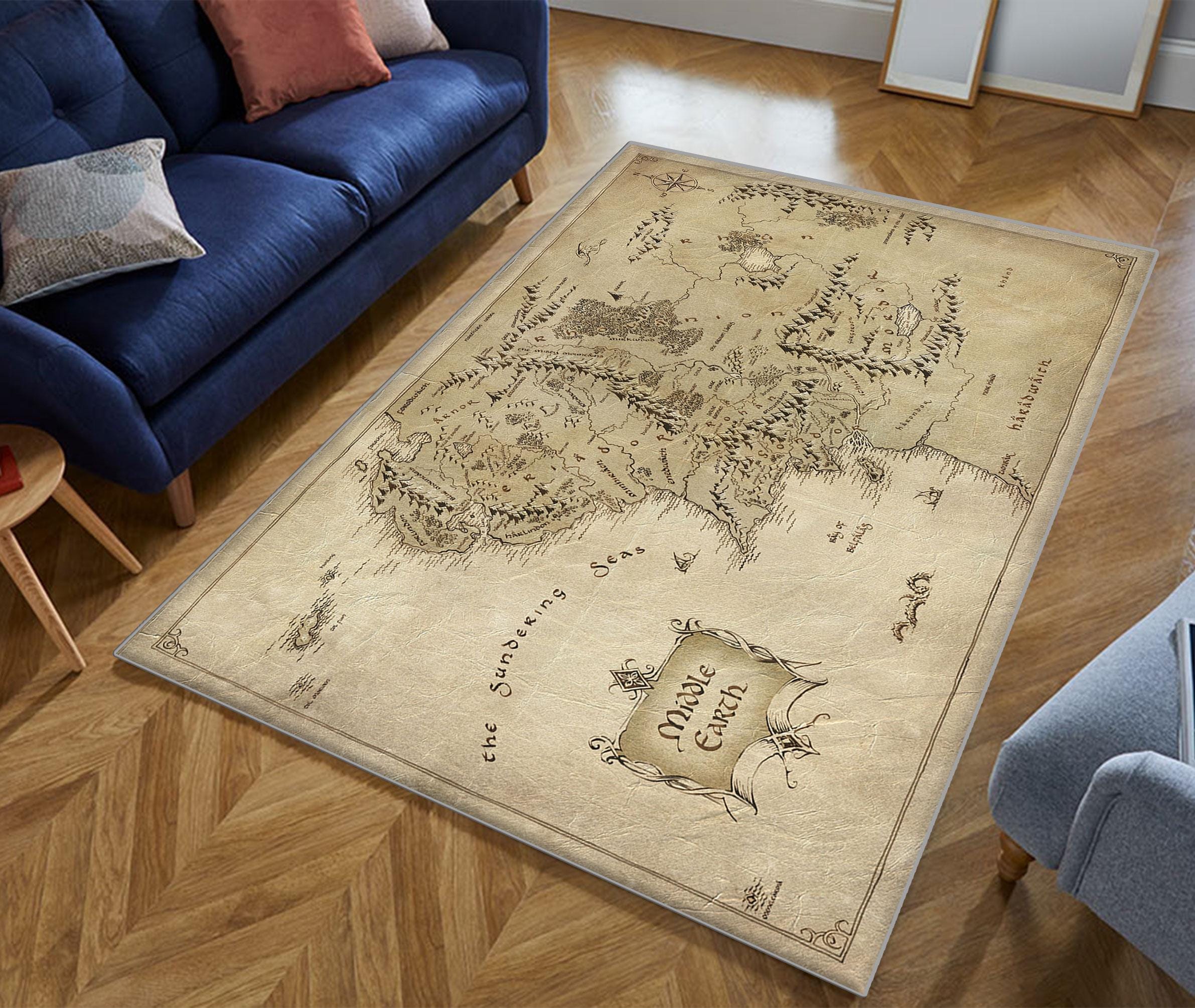 Lord of Ring, Earth Map, Earth Map Rugs, Map, Retro Map Rug, Map Rugs ...