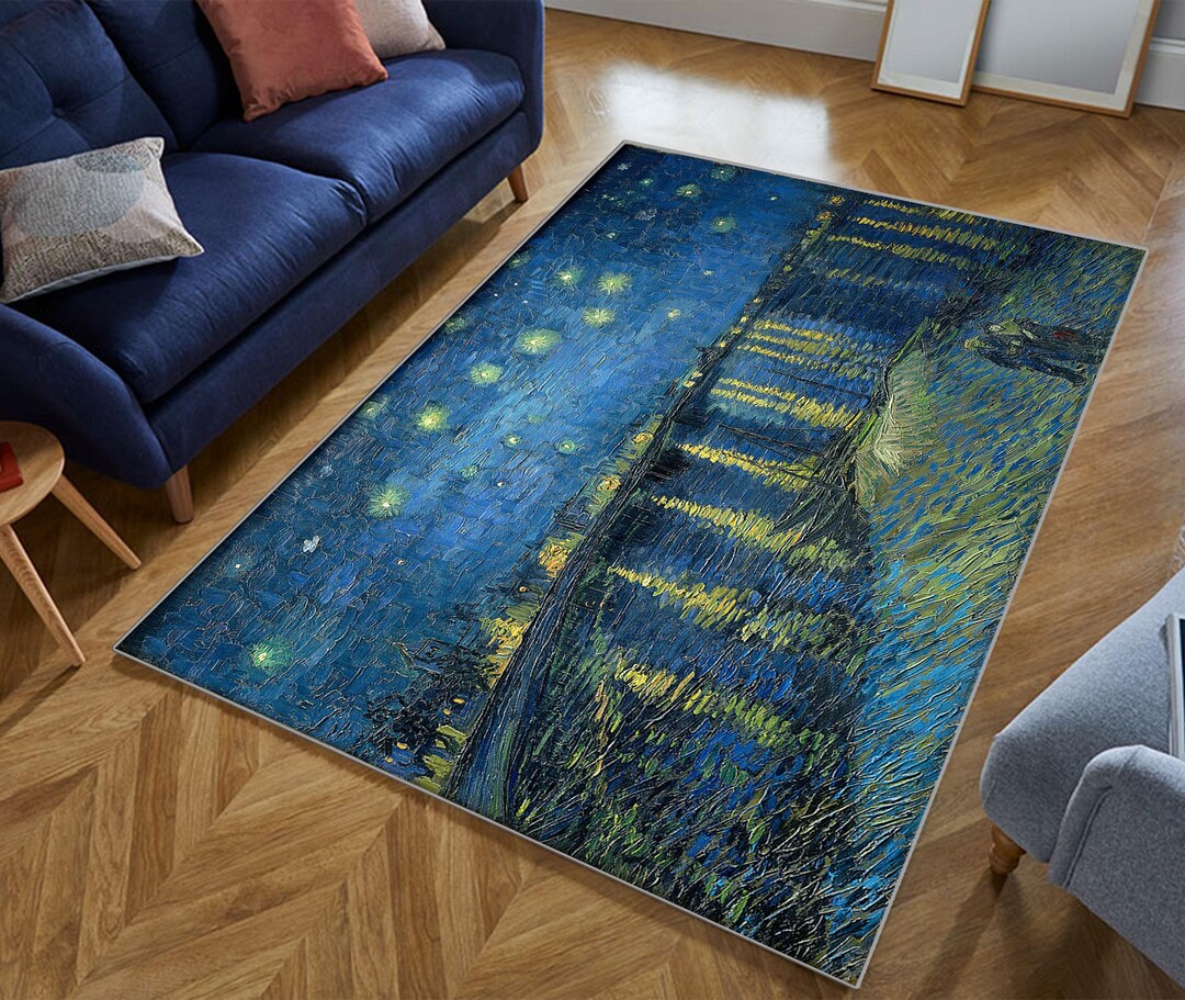 Van Gogh Starry Night Design Rug, Carpet for Living Room, Fan Carpet ...