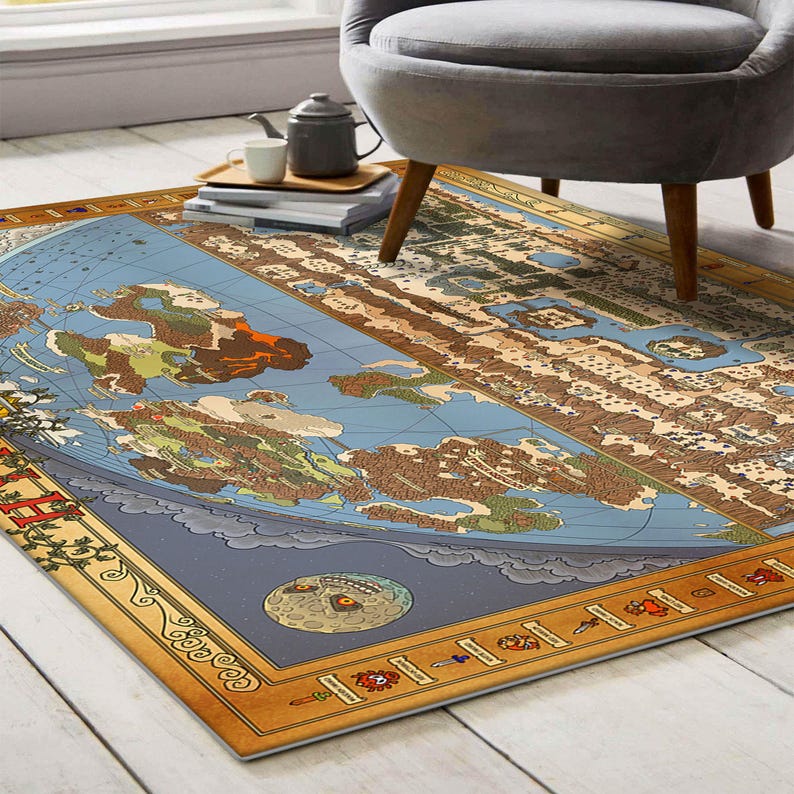 Zelda Hyrule World Map Rug, Legend of Zelda Rug, Game Room Carpet ...