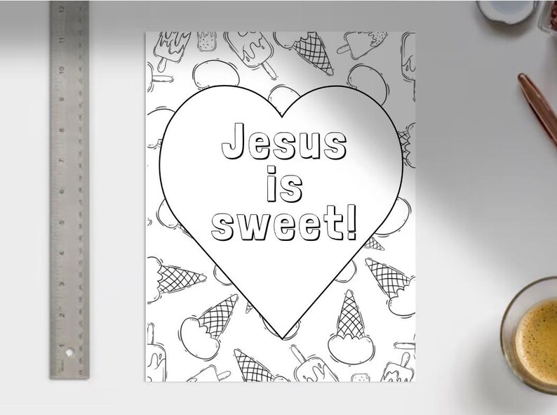Jesus is Sweet Ice Cream Coloring Page - Etsy