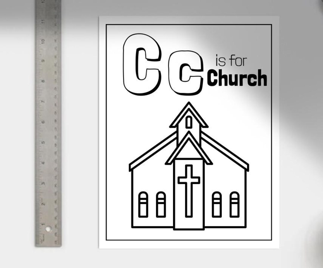 Letter Cc is for Church Kids Coloring Page - Etsy