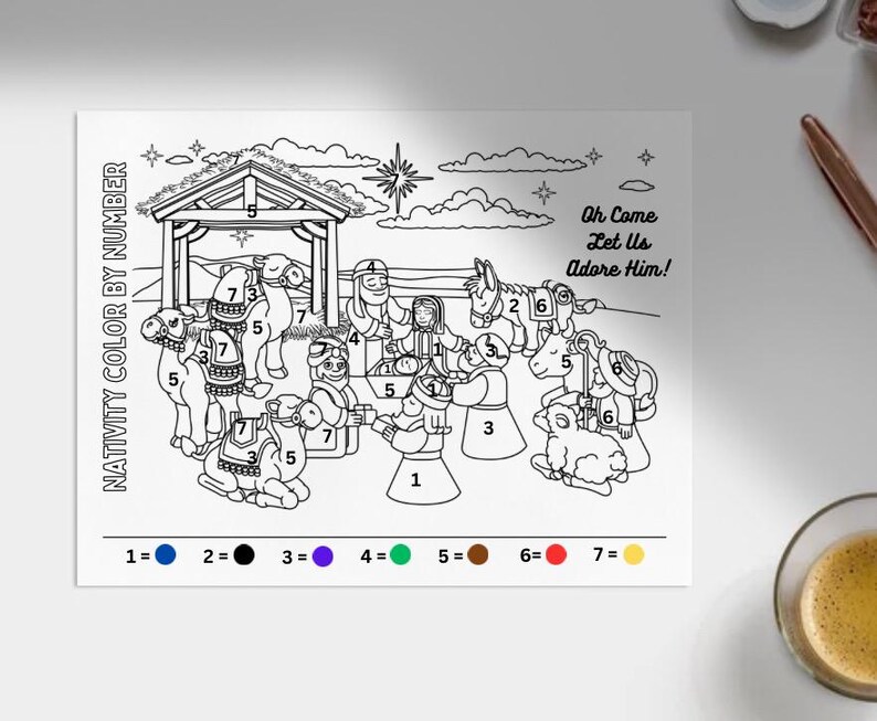 Nativity Color by Number Christmas Coloring Page - Etsy
