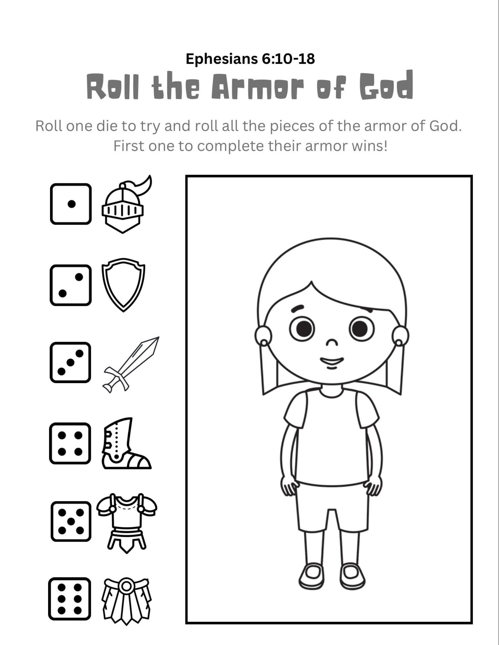 Ephesians 6:10-18 Armor of God Worksheet - Etsy