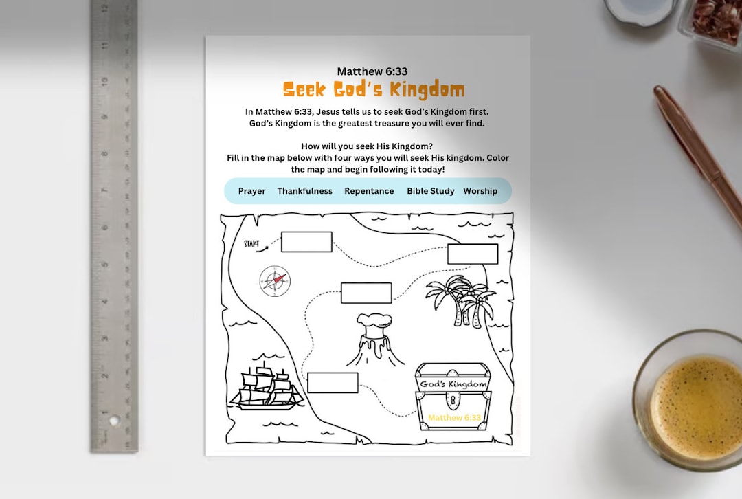 Matthew 6:33 Seek God’s Kingdom Worksheet - Etsy