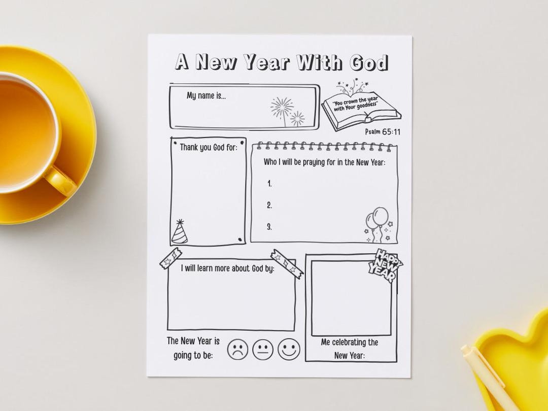 Happy New Year! A New Year With God - Kids Activity Page - Etsy