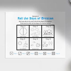 Genesis 1 - Roll the Days of Creation Game - Etsy