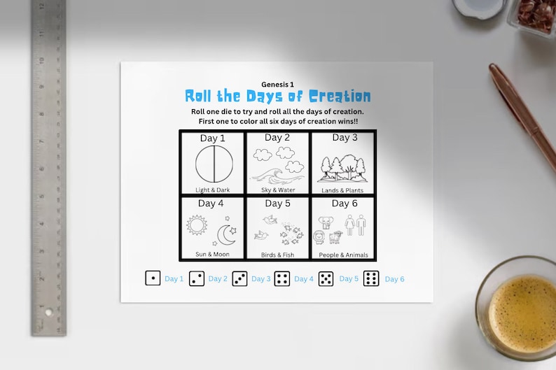 Genesis 1 - Roll the Days of Creation Game - Etsy