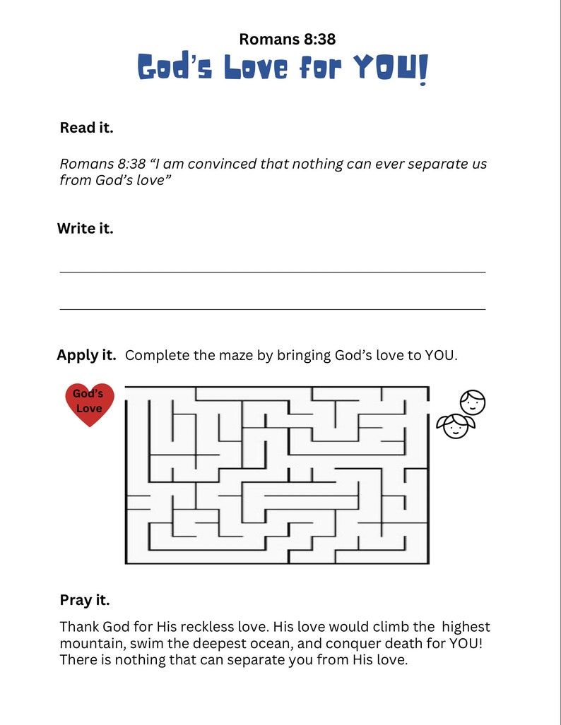 Romans 8:38 Bible Worksheet for Kids - Etsy