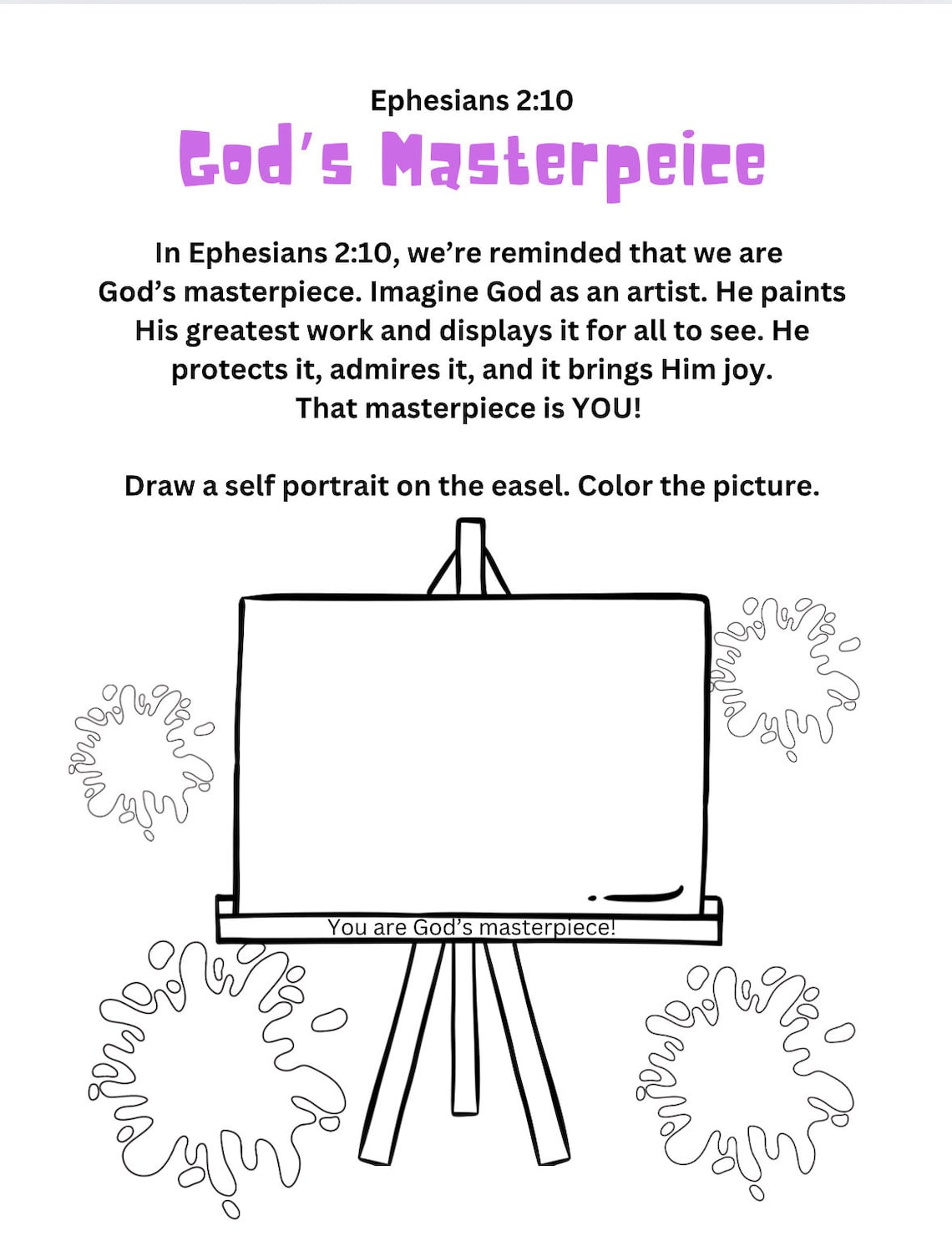 Ephesians 2:10 - God’s Masterpiece Worksheet - Etsy