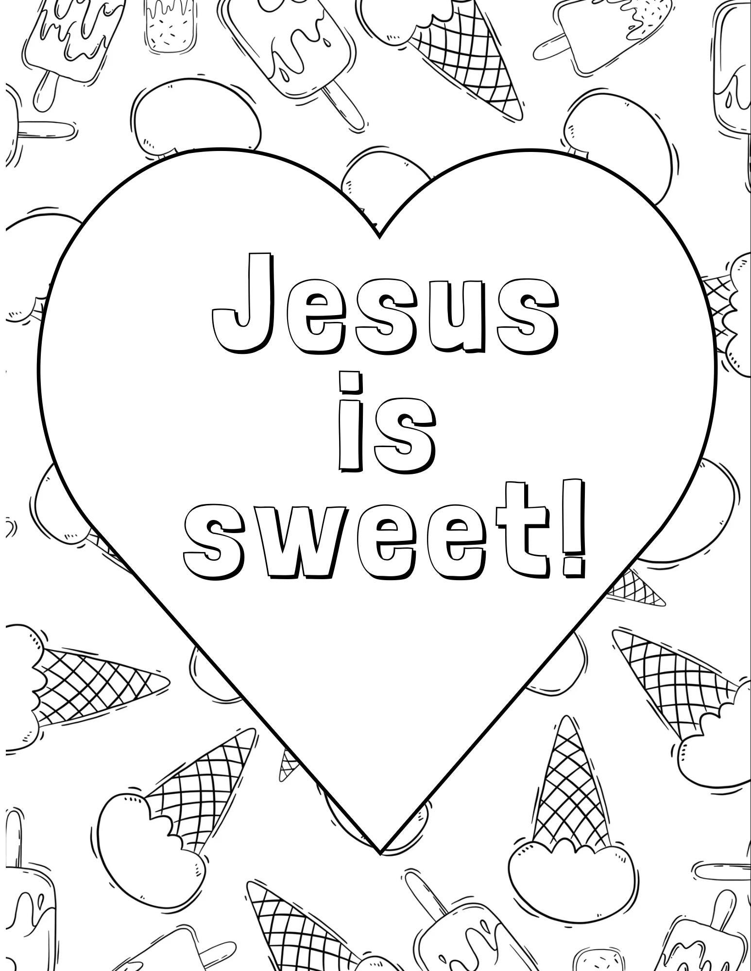 Jesus is Sweet Ice Cream Coloring Page - Etsy
