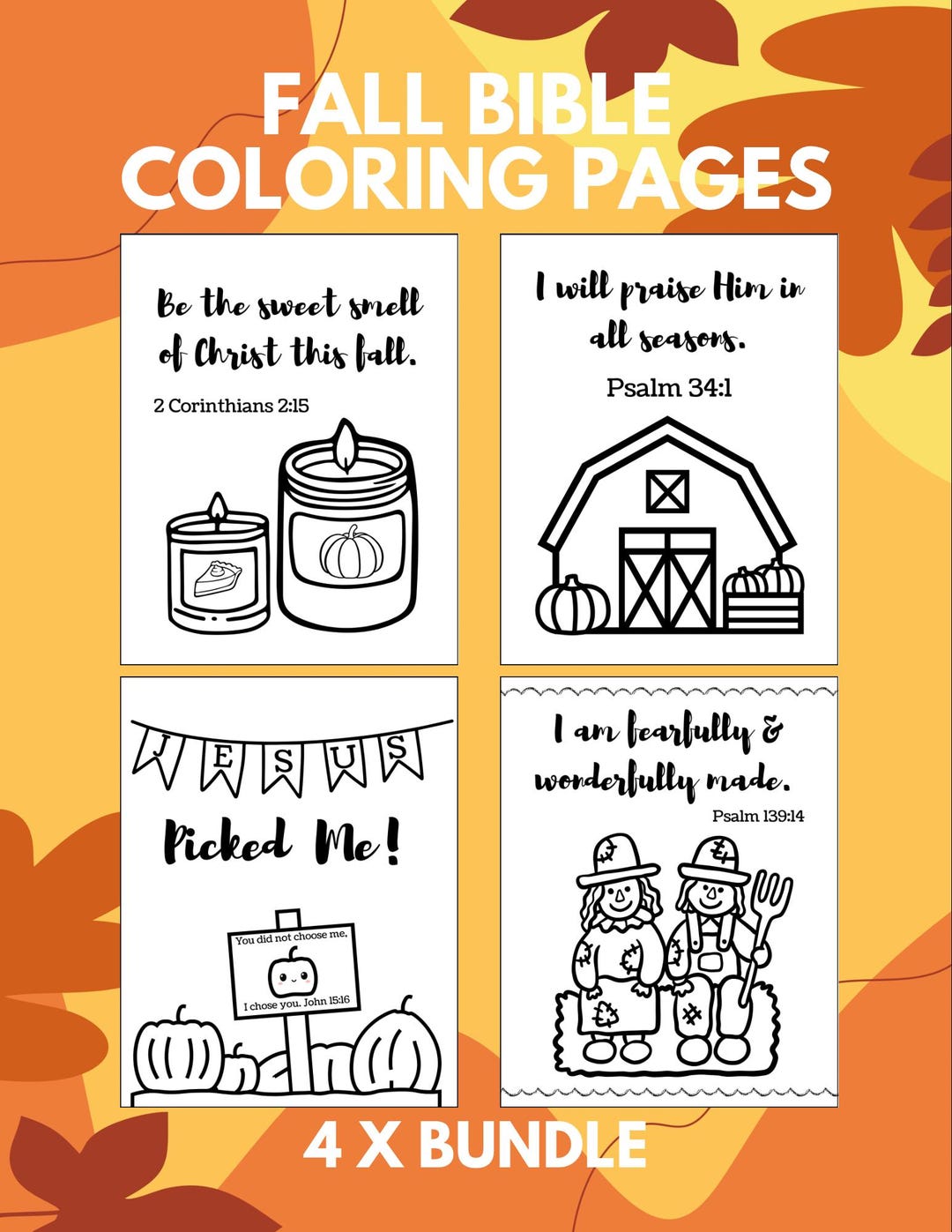 Fall Thanksgiving Bible Themed Kids Coloring Page Bundle - Etsy