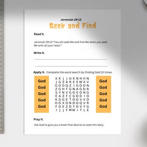 Seek & Find - Jeremiah 29:13 Worksheet - Etsy