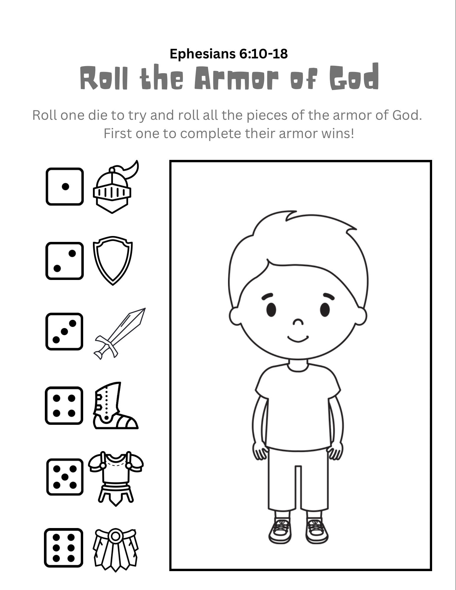 Ephesians 6:10-18 Armor of God Worksheet - Etsy