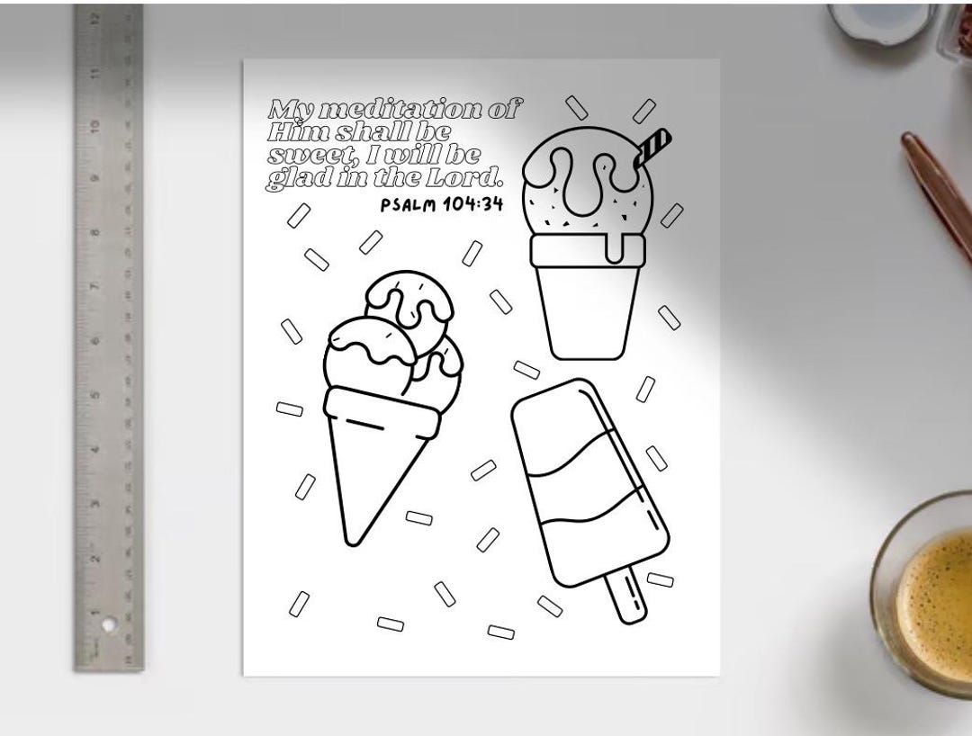 Psalm 104:34 Ice Cream Coloring Page - Etsy