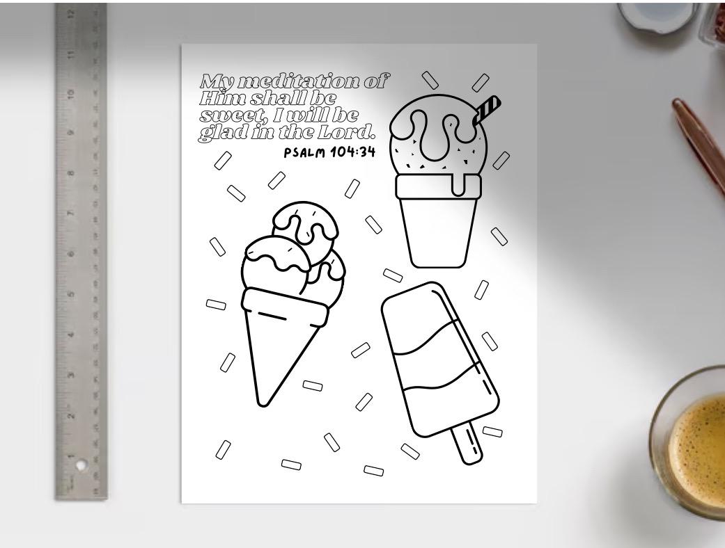 Psalm 104:34 Ice Cream Coloring Page - Etsy