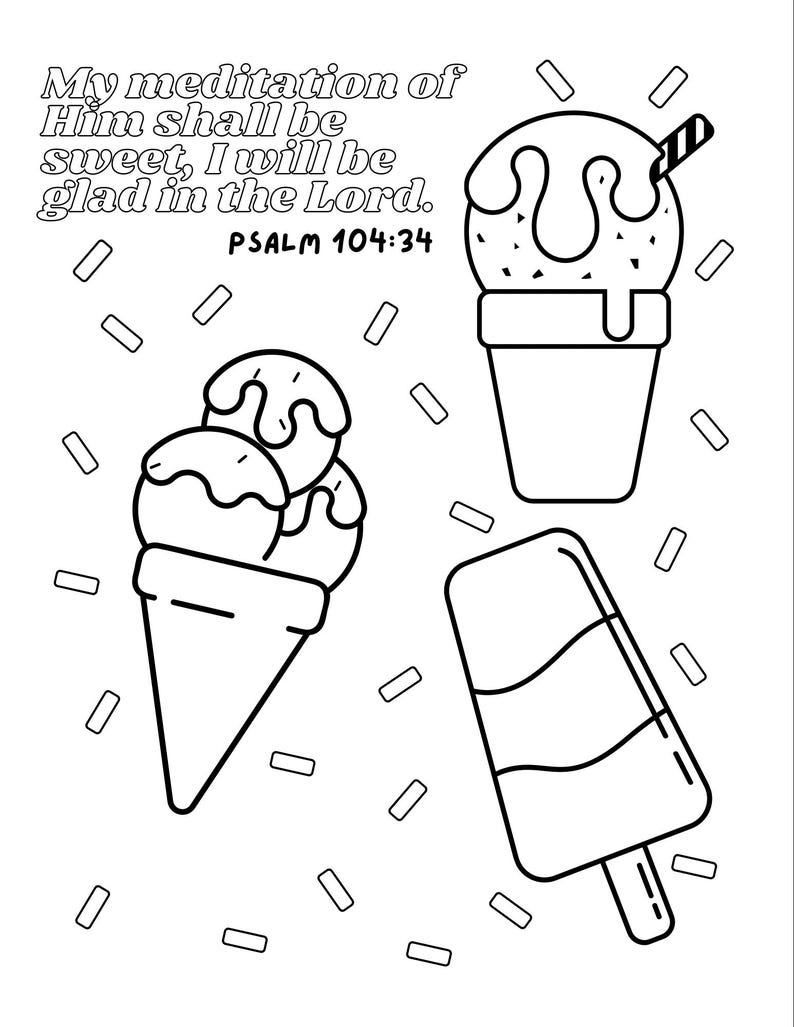 Psalm 104:34 Ice Cream Coloring Page - Etsy