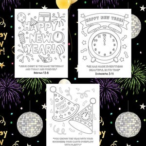New Year’s Coloring Page Bundle for Kids - Etsy