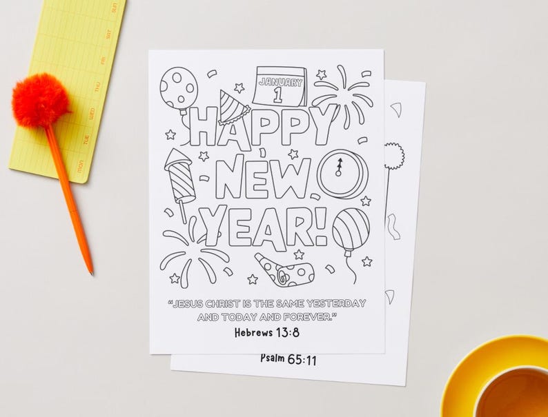New Year’s Coloring Page Bundle for Kids - Etsy