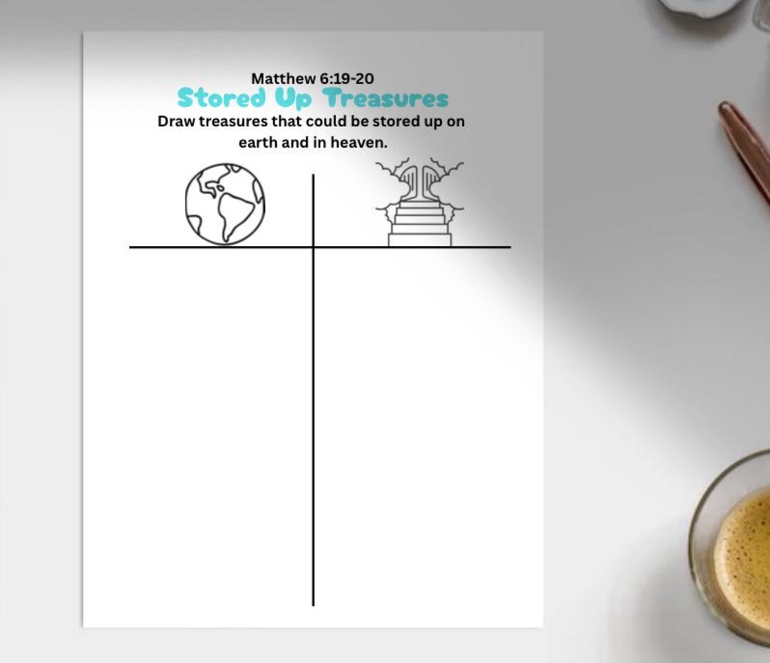 Matthew 6:19-20 - Treasure in Heaven -kids Activity Page - Etsy